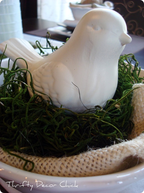 A Burlap and Bird Spring Table Tablescape | Thrifty Decor Chick ...